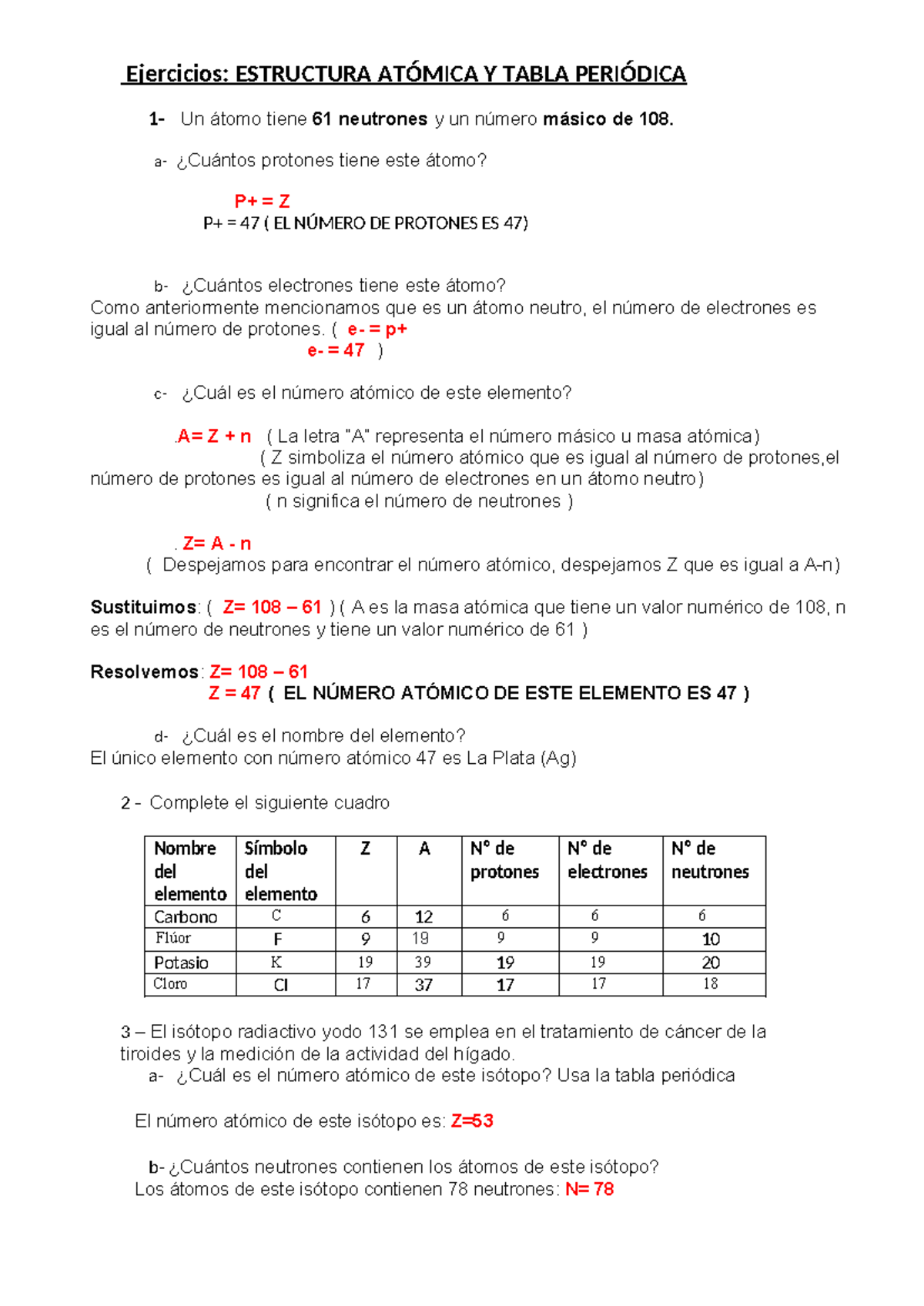Ejercicios quimica profesorado resolvidos - Ejercicios: ESTRUCTURA ...