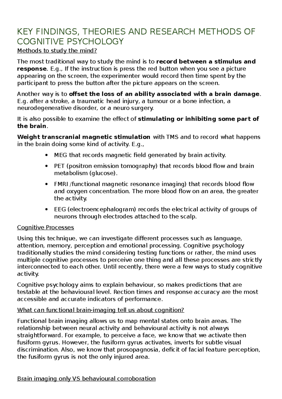 Cognitive psychology - apunts - KEY FINDINGS, THEORIES AND RESEARCH ...