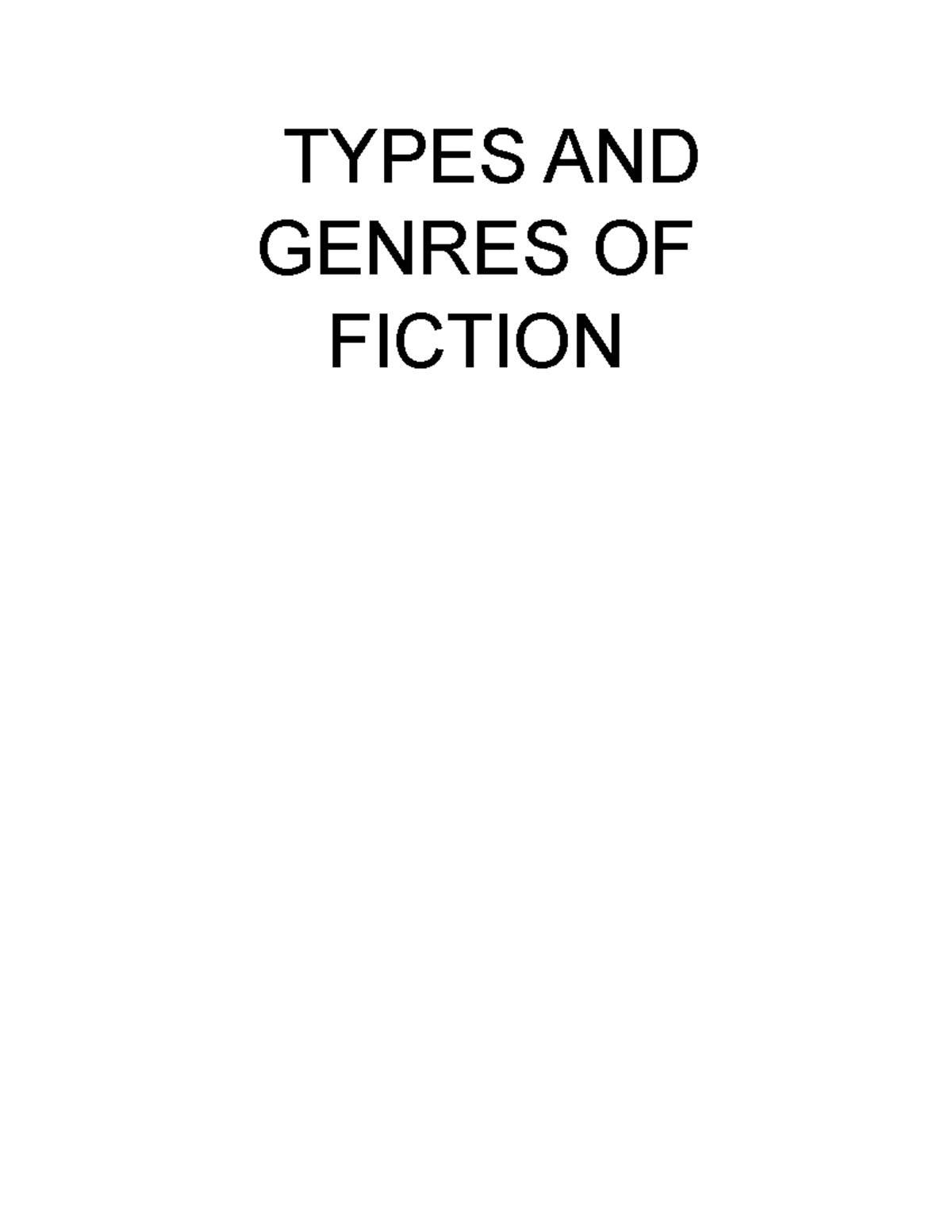 Eng Am Lit Types AND Genres OF Fiction Final Period - TYPES AND GENRES ...