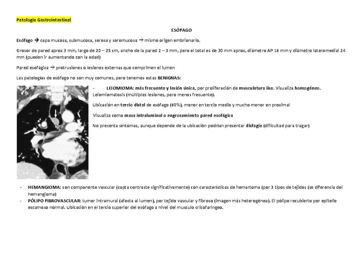 Resumen solemne 3 anato pato - Patología Gastrointestinal ESÓFAGO ...