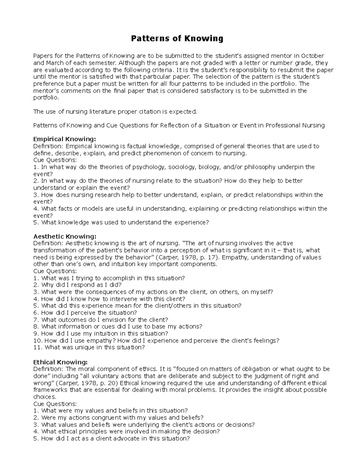 Knowing Papers Overview - Patterns of Knowing Papers for the Patterns ...