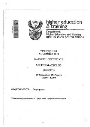 Mathematics N2 Aug 2011 - Mathematics for business - Studocu