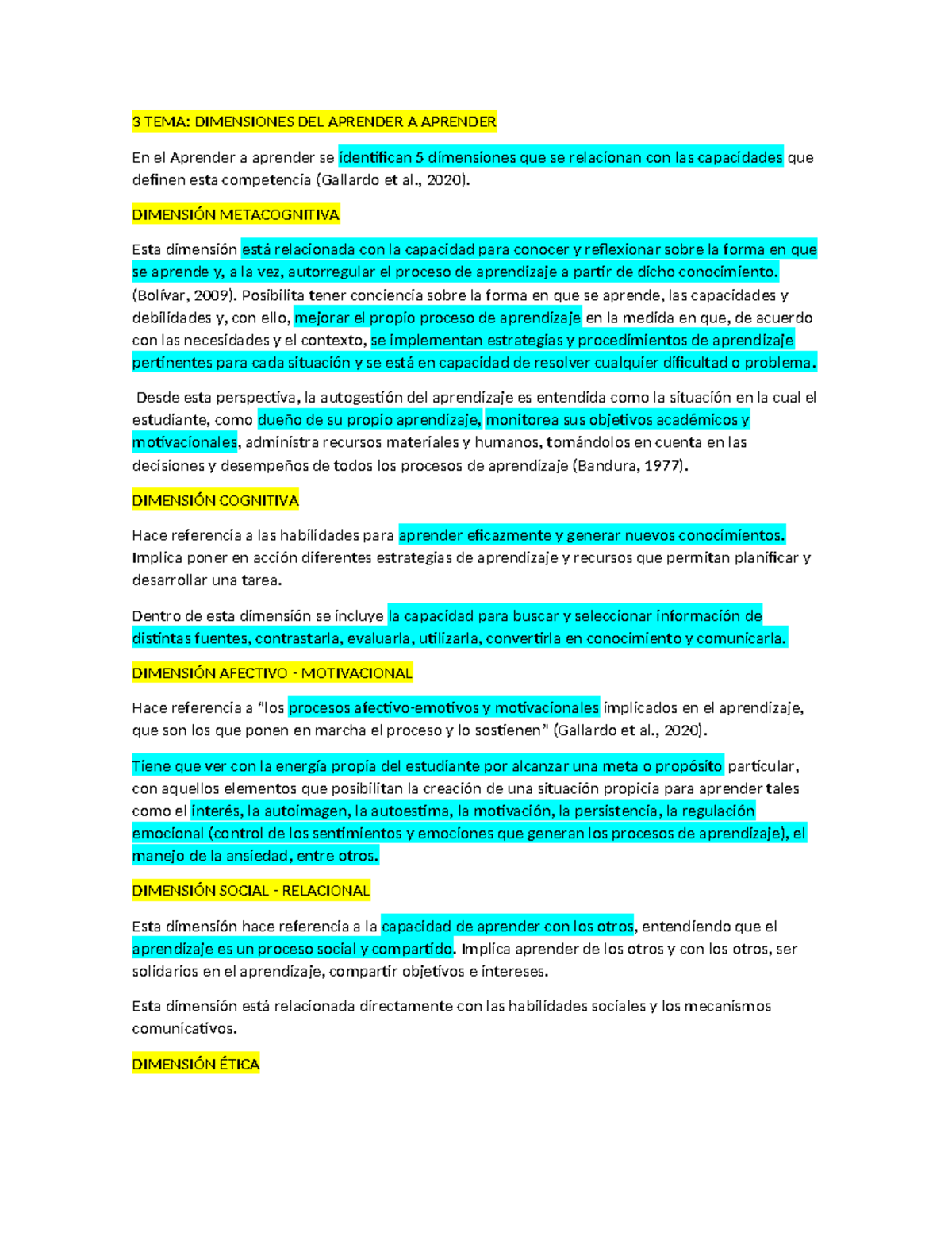 TEMA 3 Dimenciones DEL Aprender A Aprender - 3 TEMA: DIMENSIONES DEL APRENDER A APRENDER En el ...