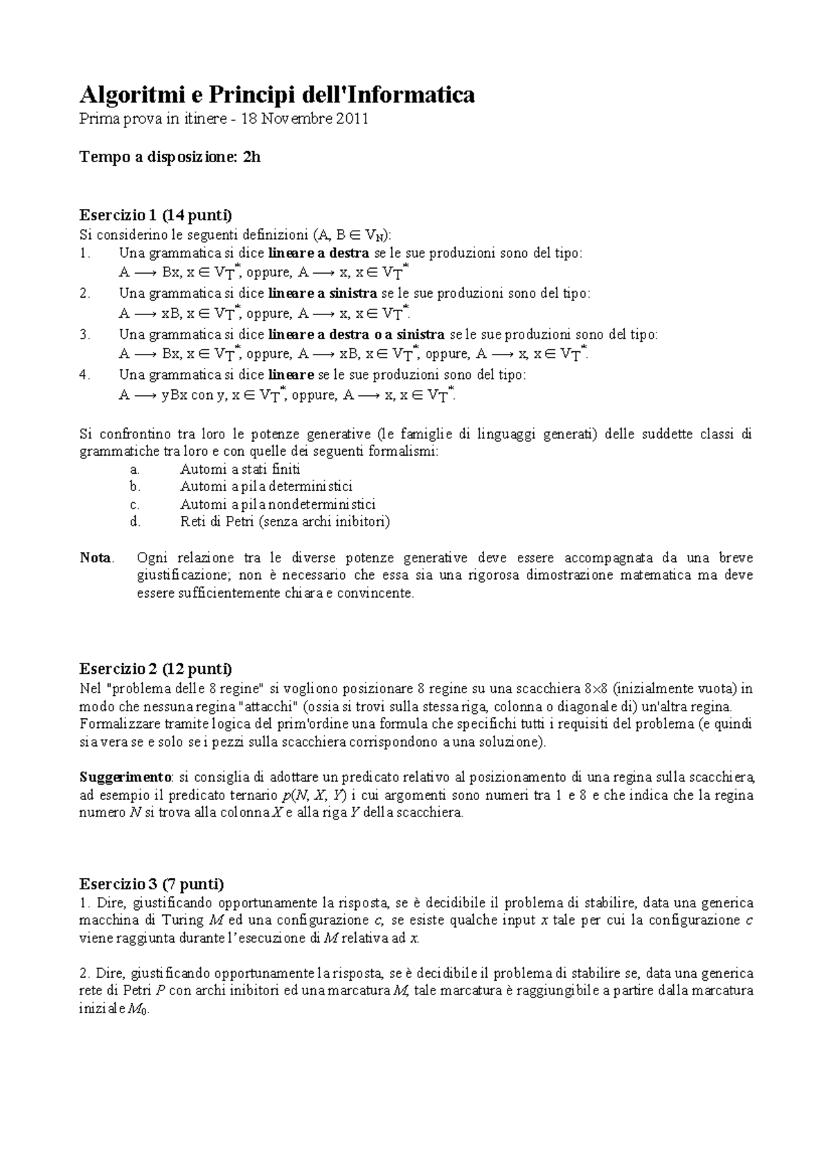 Esami API del prof Rossi - Algoritmi e Principi dell'Informatica Prima ...