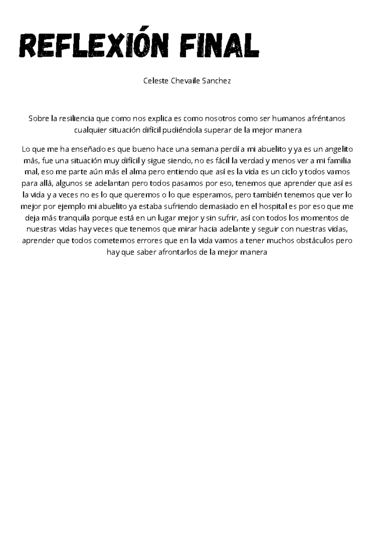 Reflexión final - reto - reflexión final Celeste Chevaile Sanchez Sobre ...