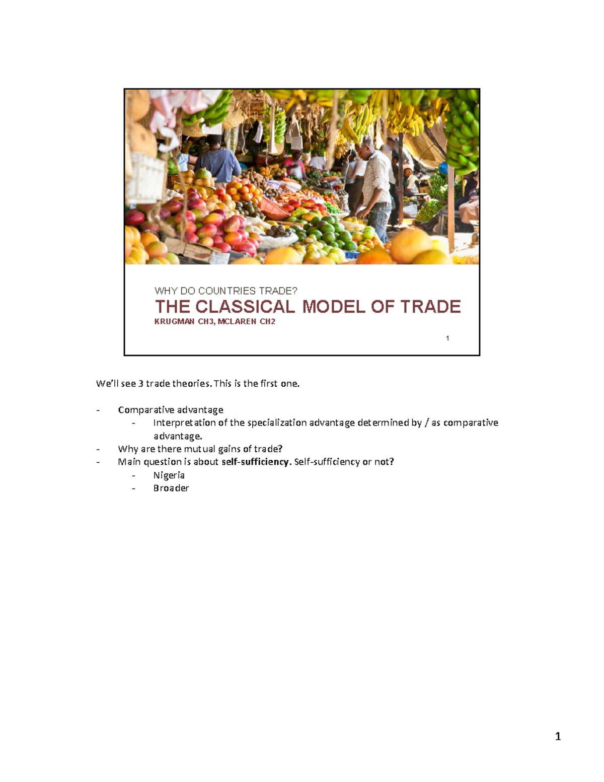 EG2 The classical trade model - notitiepaginas - THE CLASSICAL MODEL OF ...