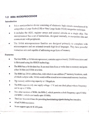 The 8086 microprocessor, overview of microcomputer and it's operation - Microprocessor and - Studocu