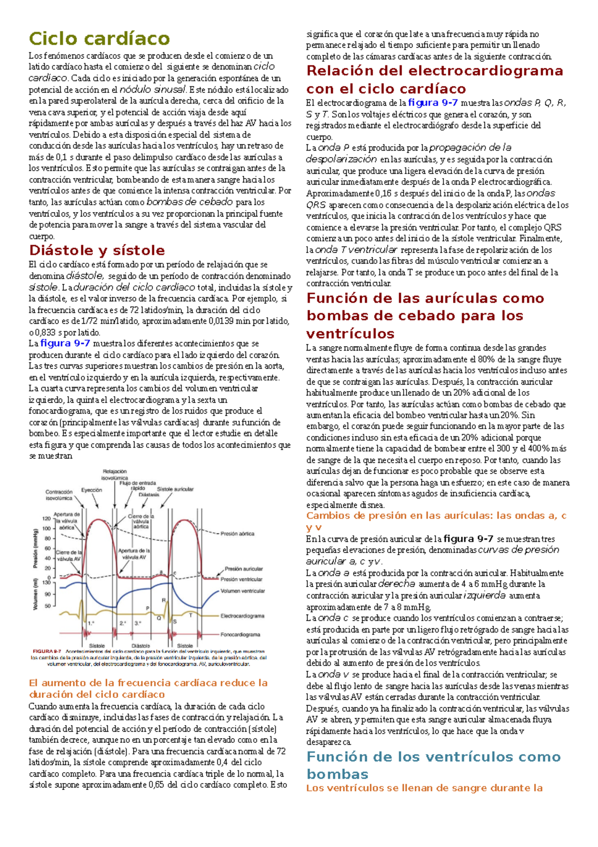 Ciclo Cardíaco Resumen De Tema Guyton E Hall Fisiologia Medica 13