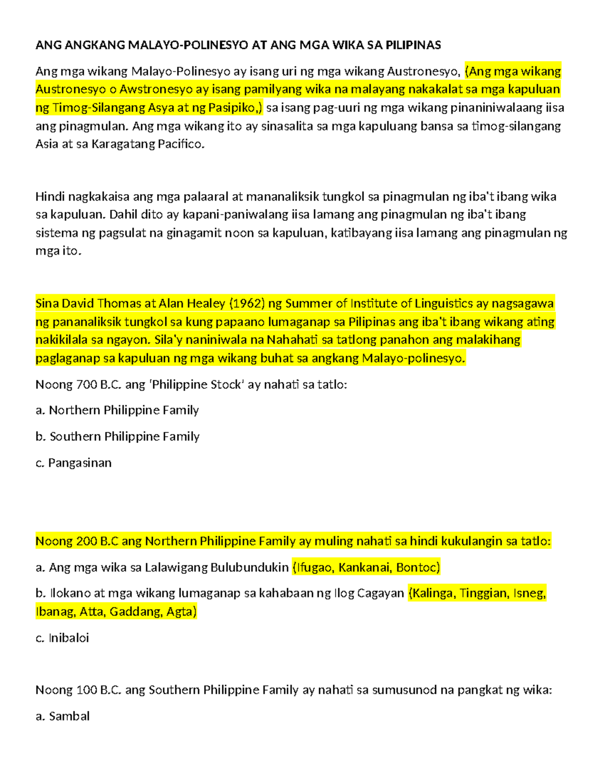 ANG Angkang Malayo Polinesyo Handout - ANG ANGKANG MALAYO-POLINESYO AT ...