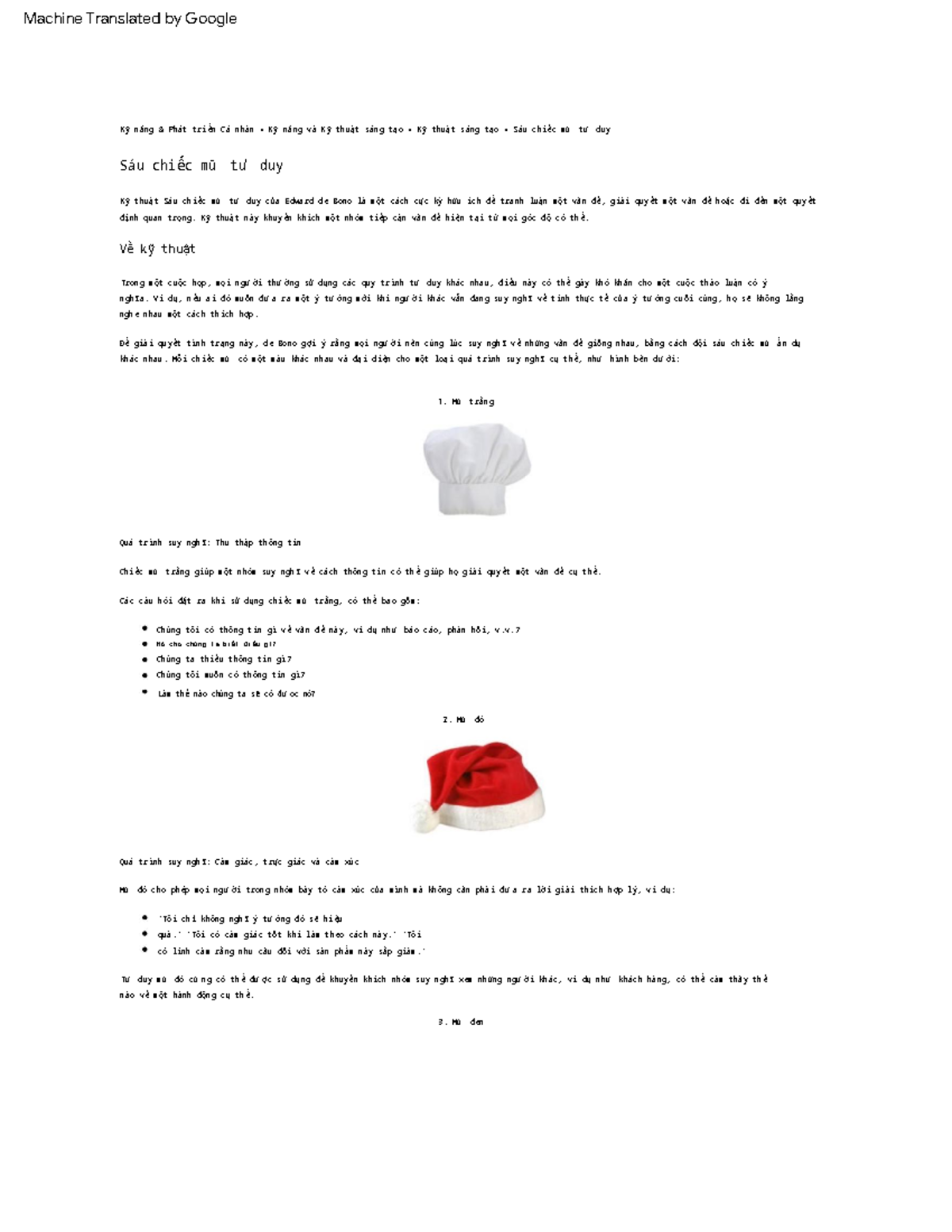 Six thinking hats - logic - Sáu chiếc mũ tư duy Về kỹ thuật Trong một cuộc họp, mọi ngư ời thư ...