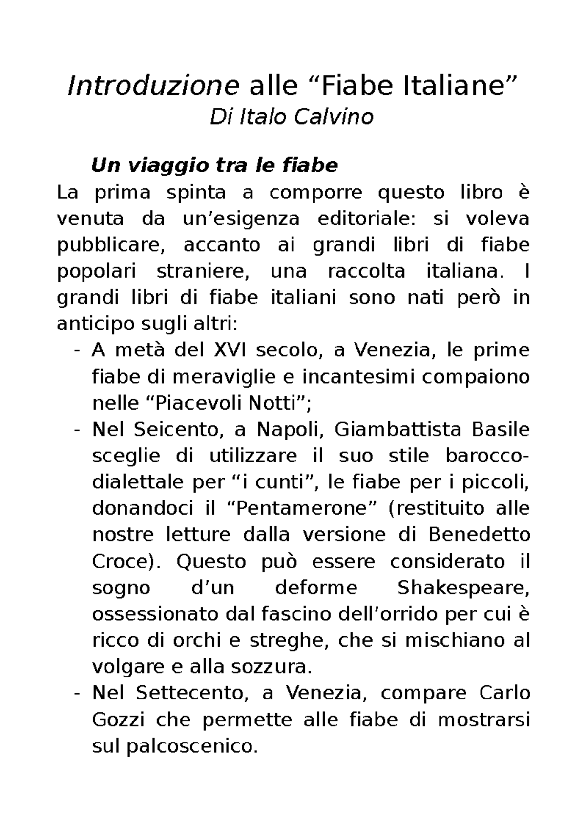 Introduzione alle Fiabe Italiane di Calvino - Introduzione alle “Fiabe ...