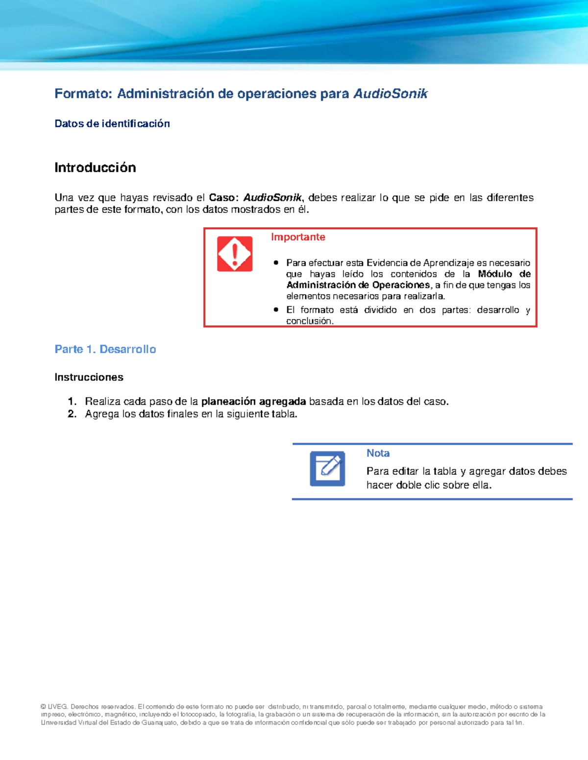 Recuperacion Admin istracion de operaciones - © UVEG. Derechos reservados. El contenido de este ...