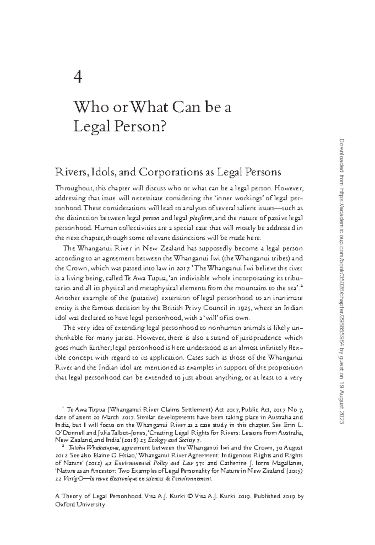 PIL Project Material 1 - hjb - 4 Who or What Can be a Legal Person? Rivers, Idols, and ...