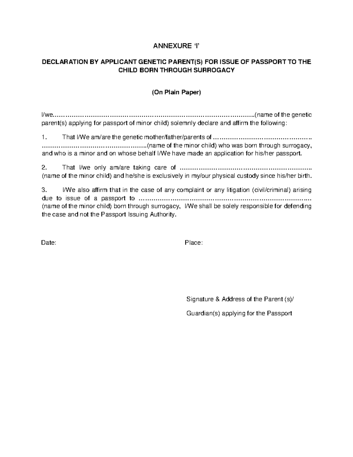 Annexure I-e - it is an asexture provided by the collage - ANNEXURE ‘I ...