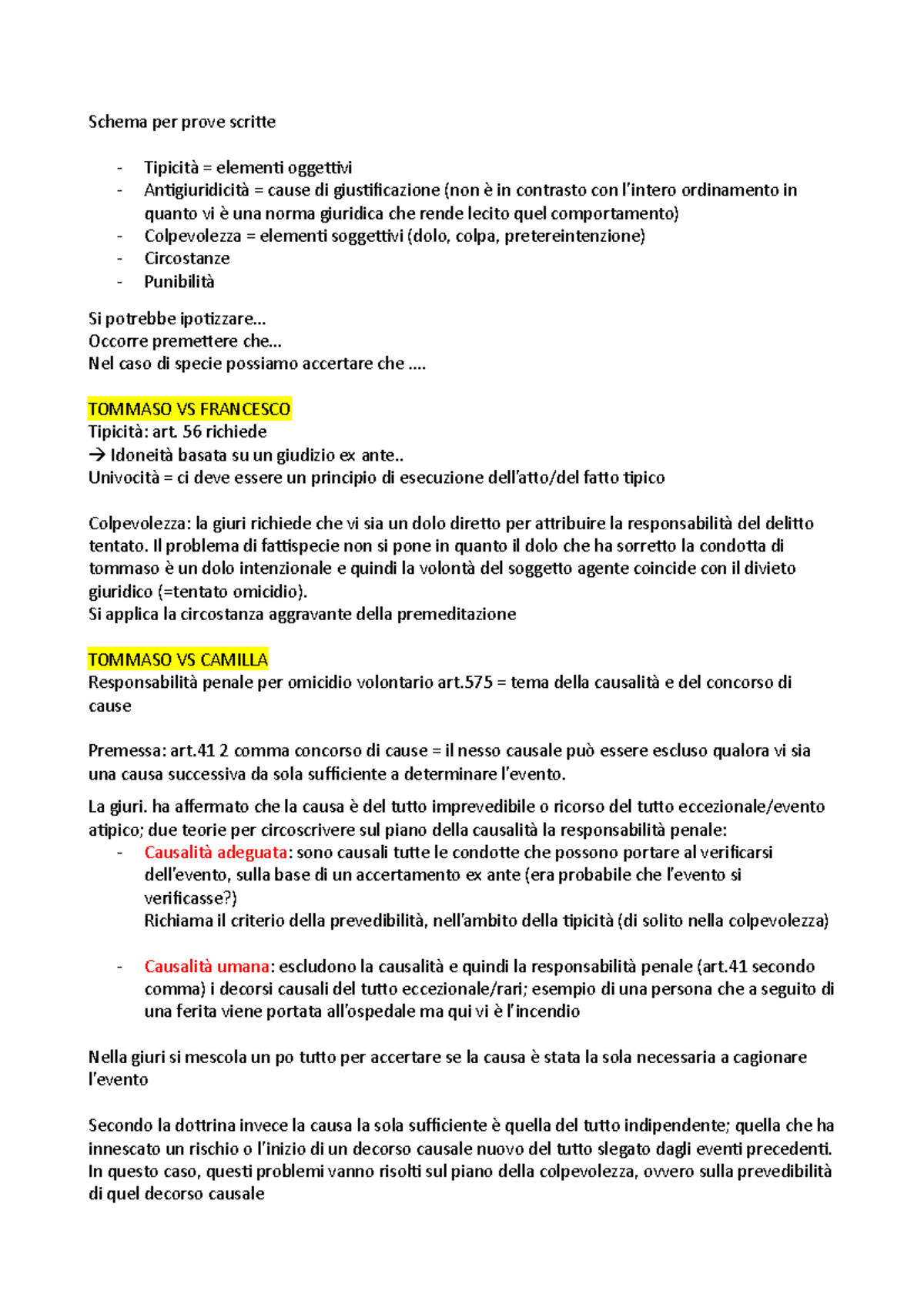 Schema per prove scritte - Schema per prove scritte Tipicità = elementi ...