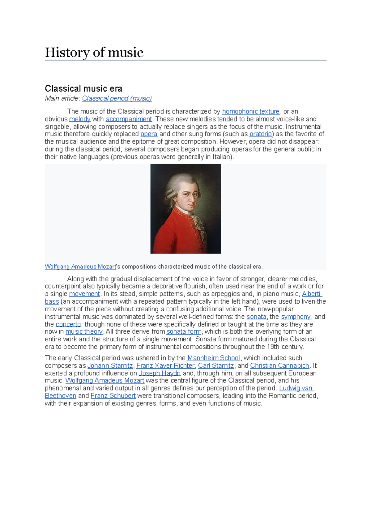 History of Human Music 7 - History of music Classical music era Main ...