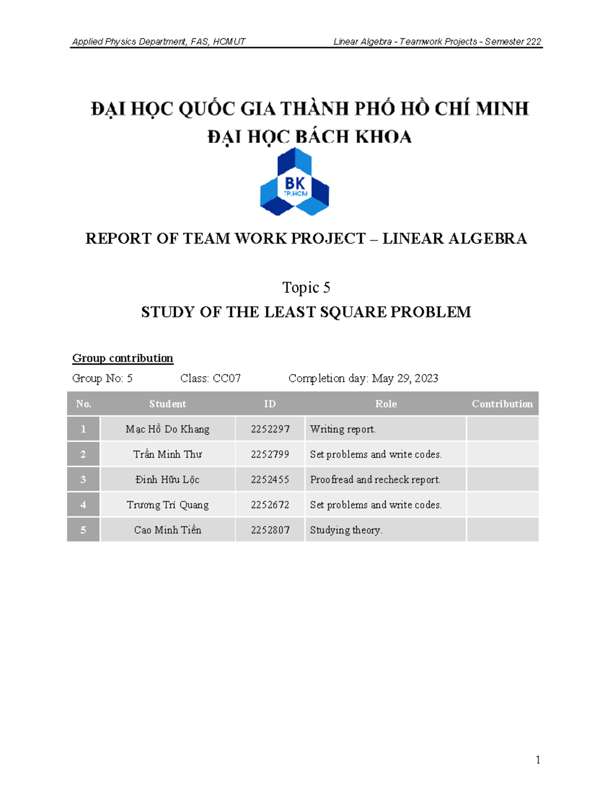 Least Square Problem 02 Report Of Team Work Project Linear Algebra 4236