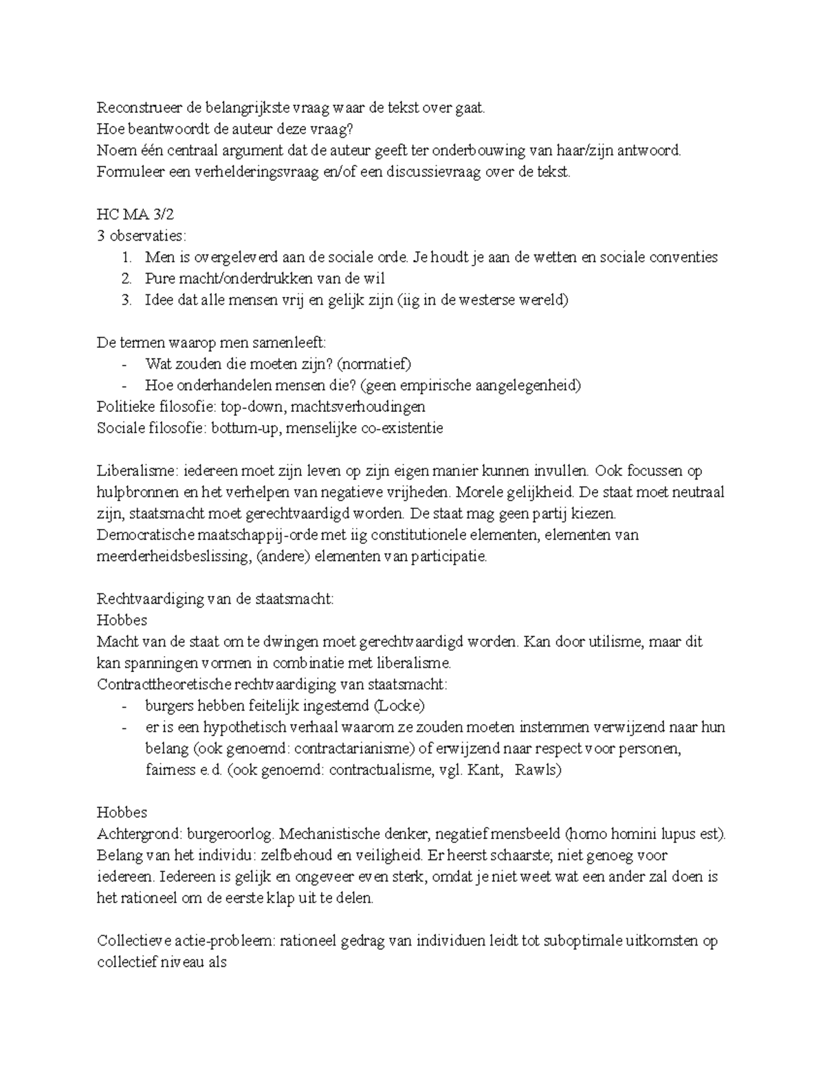 politieke en sociale filosofie samenvatting - Reconstrueer de ...