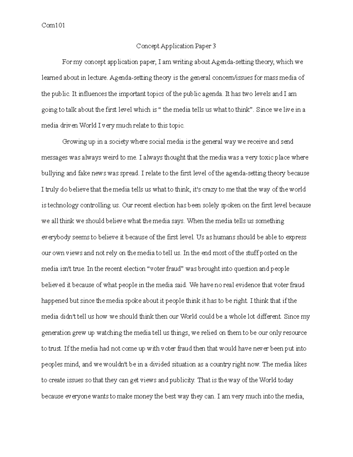 Concept Application Paper 3-2 - Com Concept Application Paper 3 For my ...