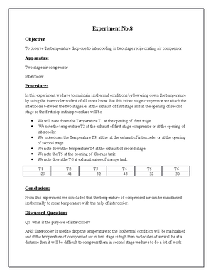 Experiment No 06 - Thermodynamics 2 - Experiment Objective: “To ...