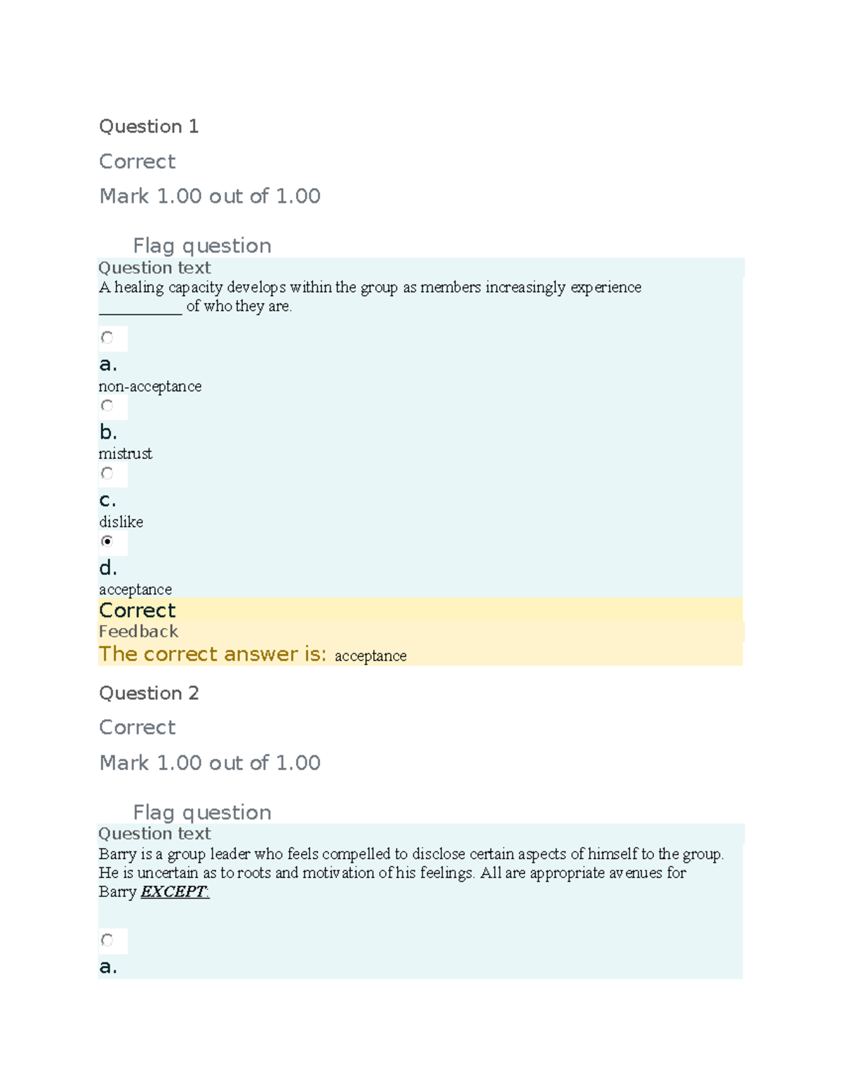 Workingstagequiz - Working stage - Question 1 Correct Mark 1 out of 1 ...