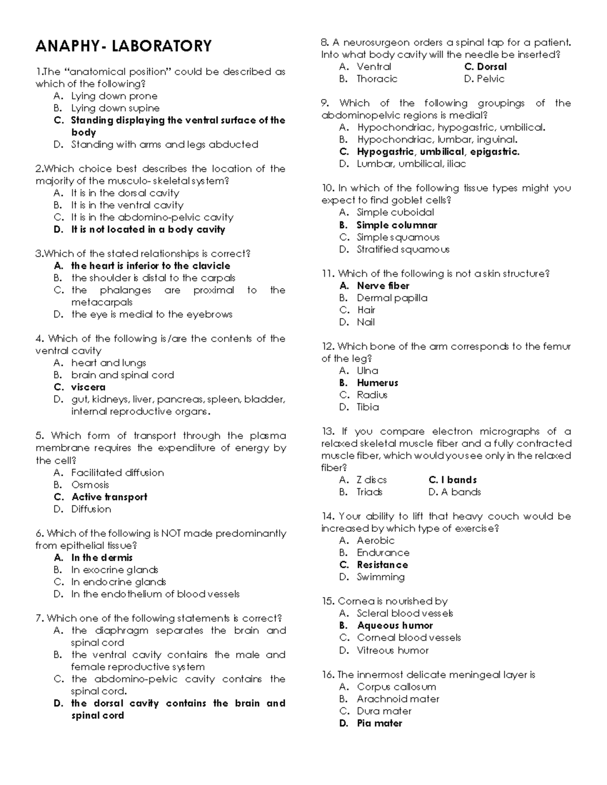 Lab Reviewer P2 - ANAPHY- LABORATORY 1 “anatomical position” could be ...