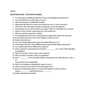 A&P2 - Quiz 2 Study Guide - AHP217 – QUIZ #2 STUDY GUIDE (WEEK 7) This ...