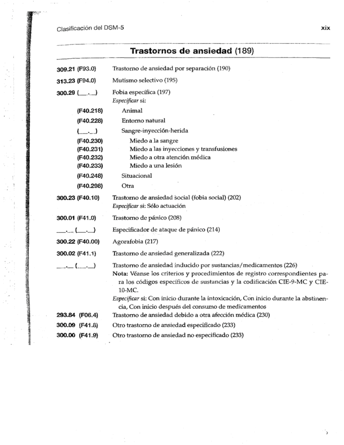 Trastornos de Ansiedad- DSM V - Clasificación del DSM-5 XJX Trastornos de ansiedad (189) 309 ...