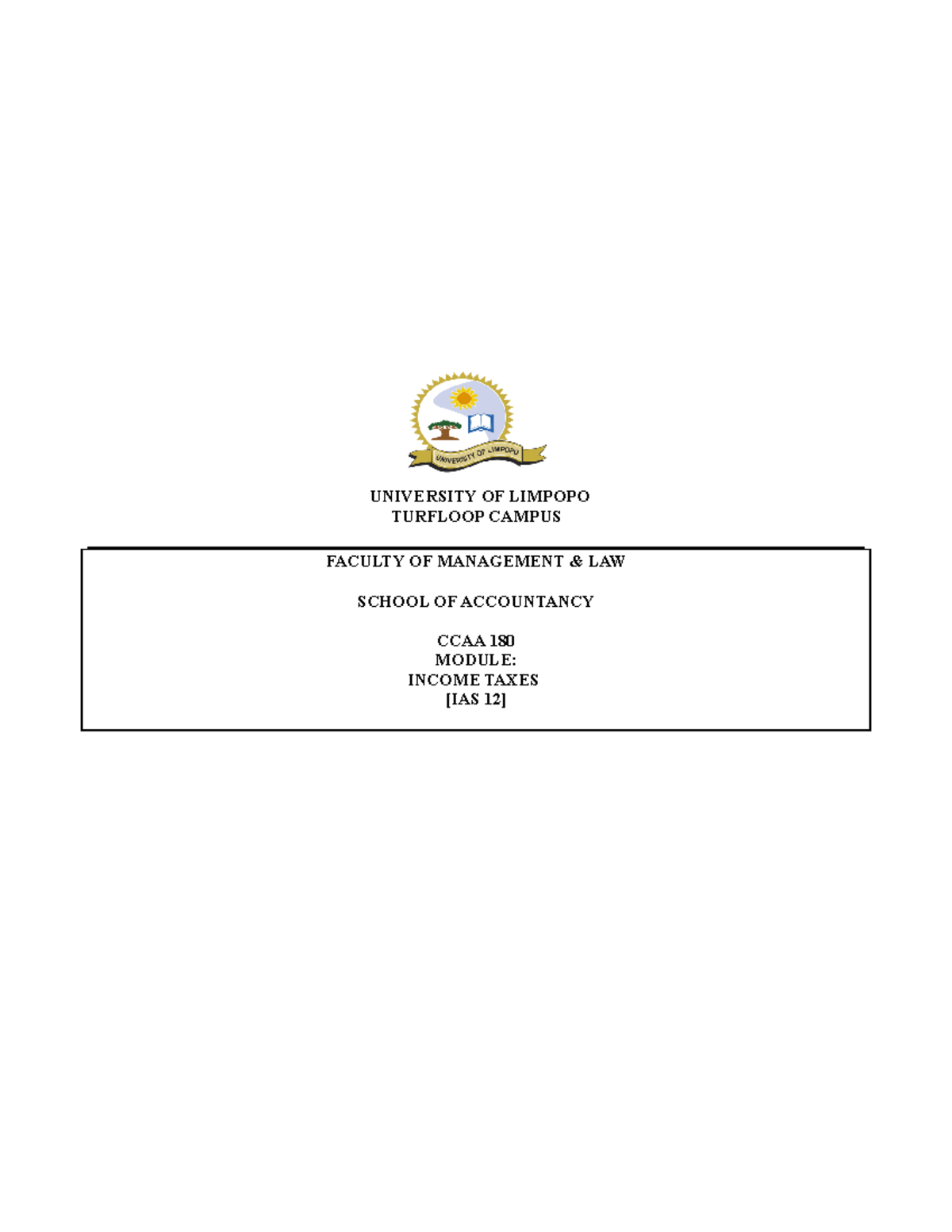 IAS 12 module 2023 - DEFFERED TAX - UNIVERSITY OF LIMPOPO TURFLOOP ...