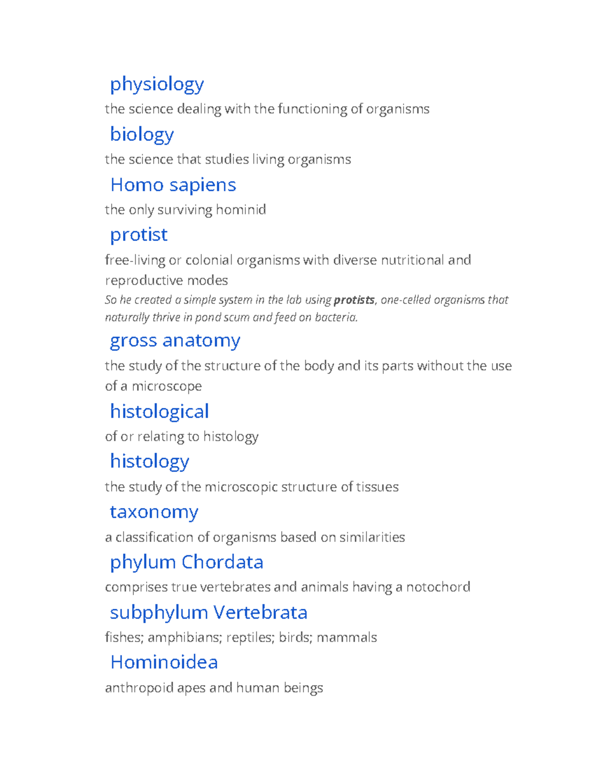 Vocab for Anatomy - yes - physiology the science dealing with the ...