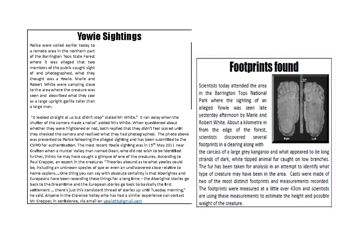 Yowie Sightings copy - Fundamentals of working mathematically solution ...
