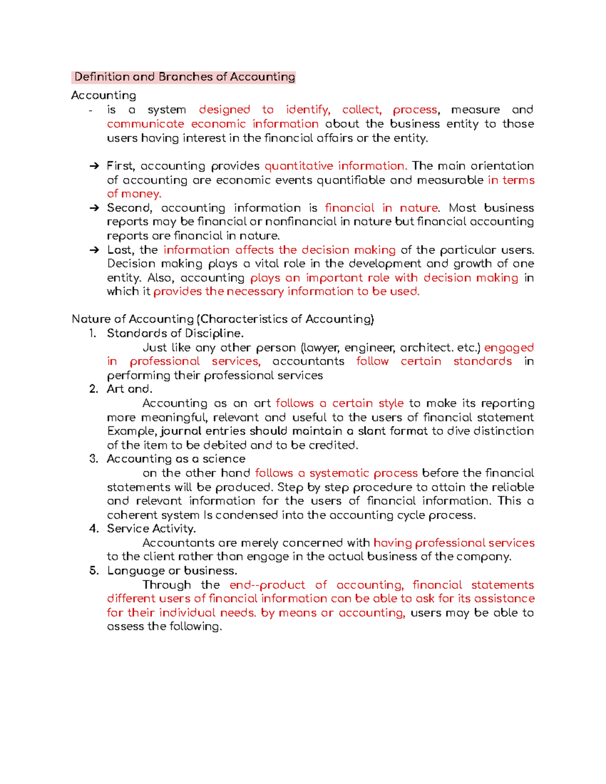 Accounting - Definition and Branches of Accounting Accounting - is a ...