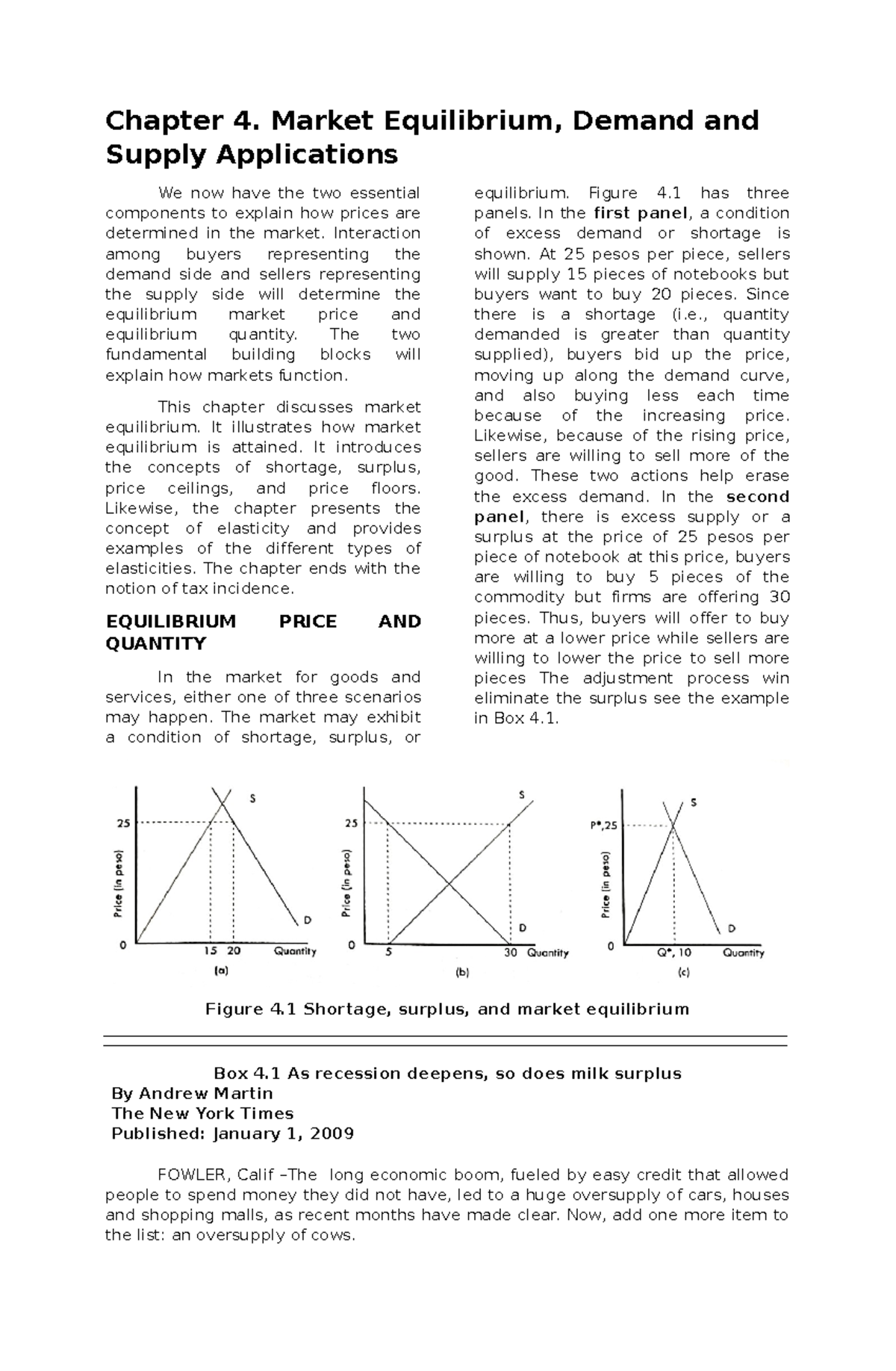 Applied Economics Chapter 4 - Chapter 4. Market Equilibrium, Demand and ...