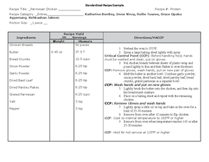 FCS 314 Cycle Menu Project 2021 - FCS 314- Kent Cycle Menu Project 150 points Overview: Using ...