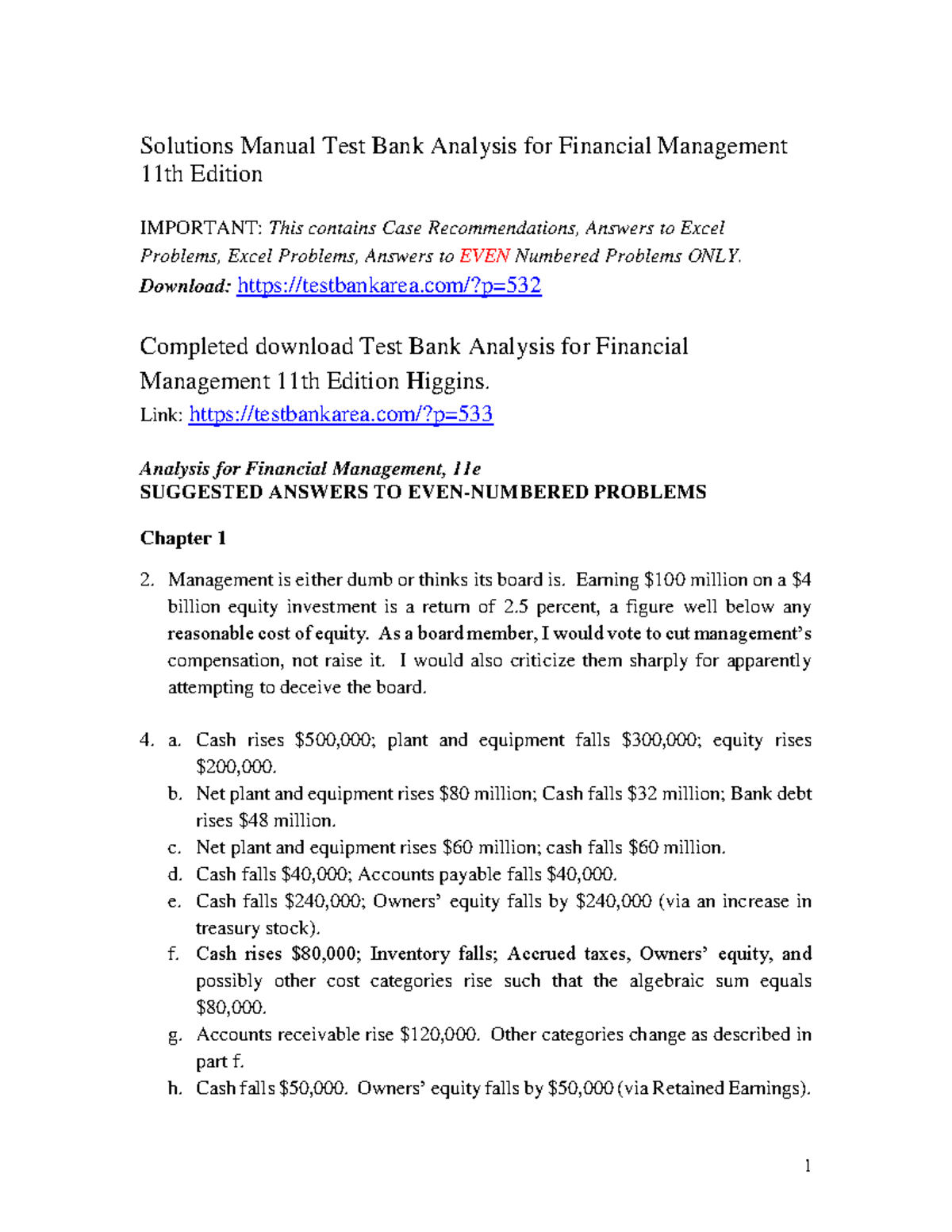 Solutions Manual Test Bank Analysis For Financial Management 11th solutions-manual-test-bank-analysis-for-financial-management-11th