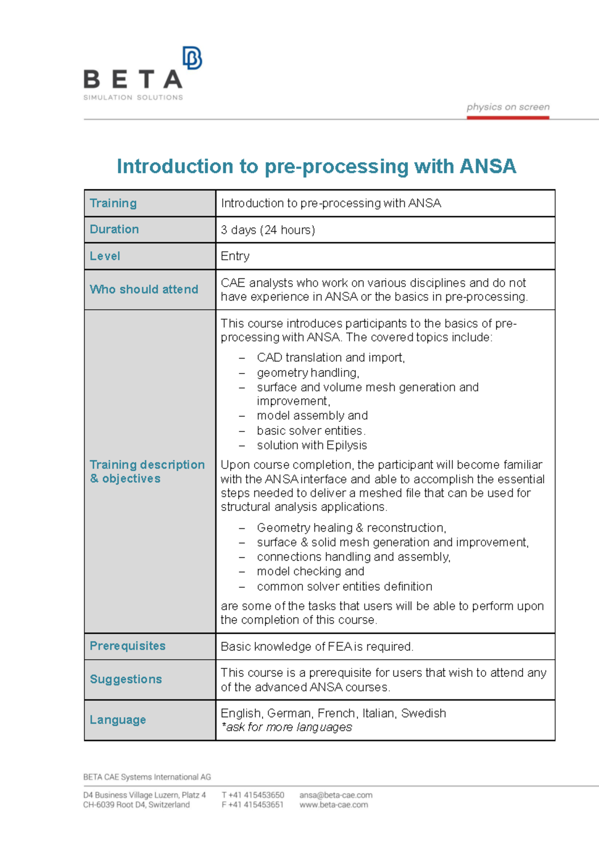 Introduction to preprocessing with ansa - Introduction to pre ...