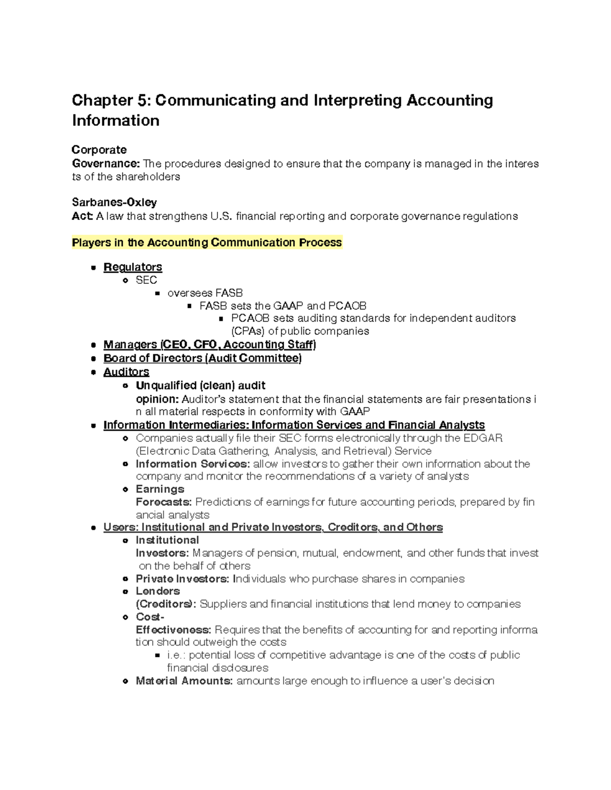 Chapter 5- Communicating and Interpreting Accounting Information ...