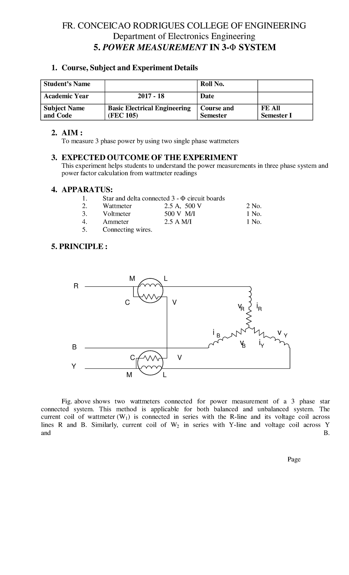 Power Measurement in 3 Phase System - FR. CONCEICAO RODRIGUES COLLEGE ...