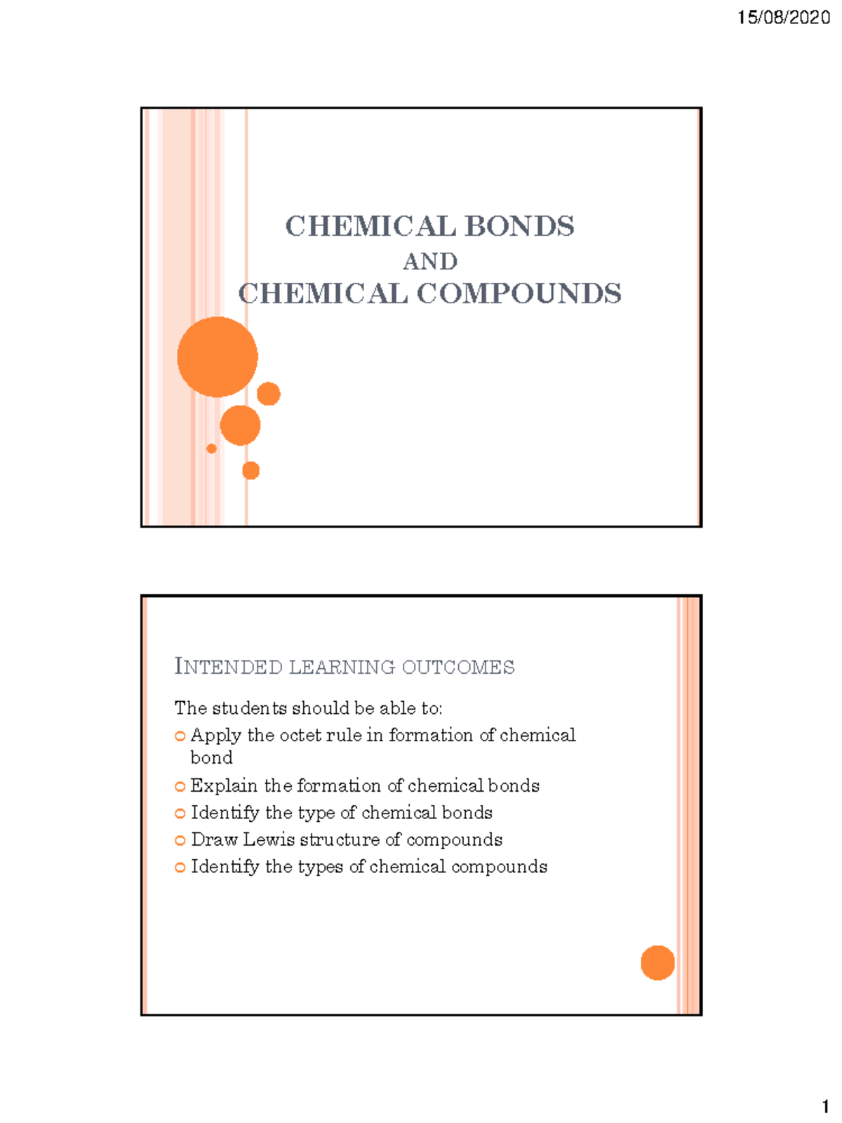 Chemical Bonding (lecture)-1 - CHEMICAL BONDS AND CHEMICAL COMPOUNDS ...
