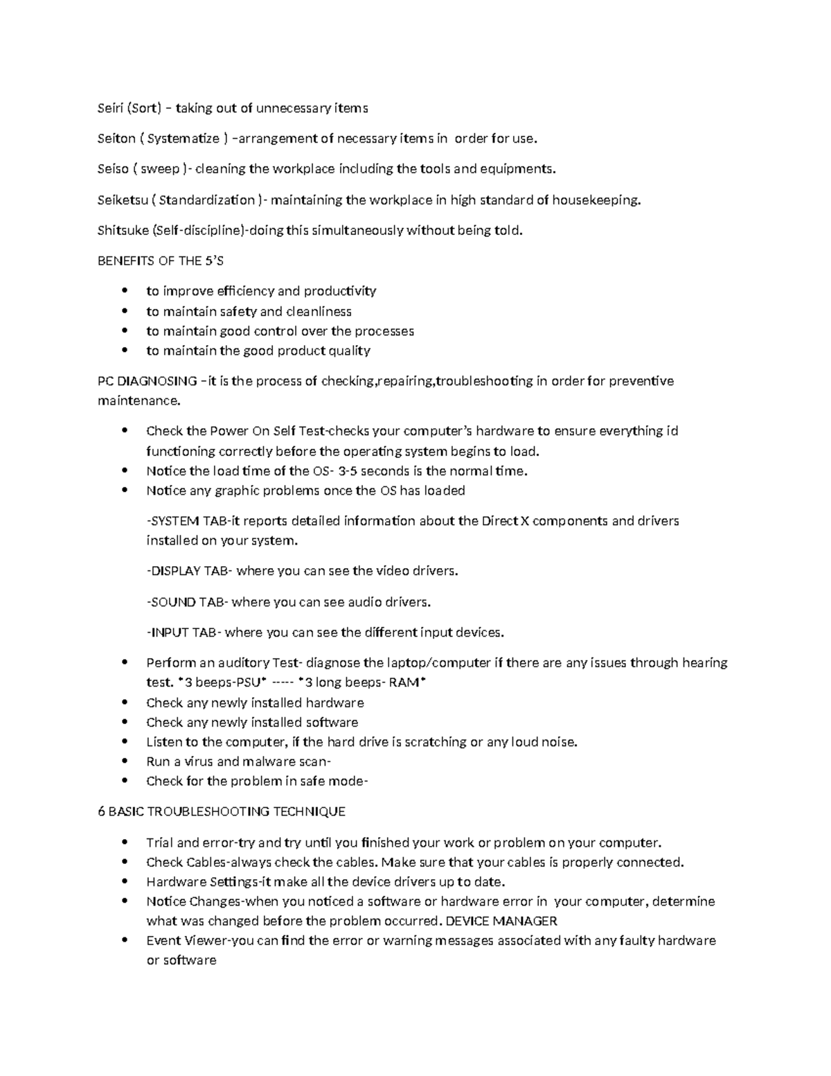 CSS Reviewer - Seiri (Sort) – taking out of unnecessary items Seiton ...