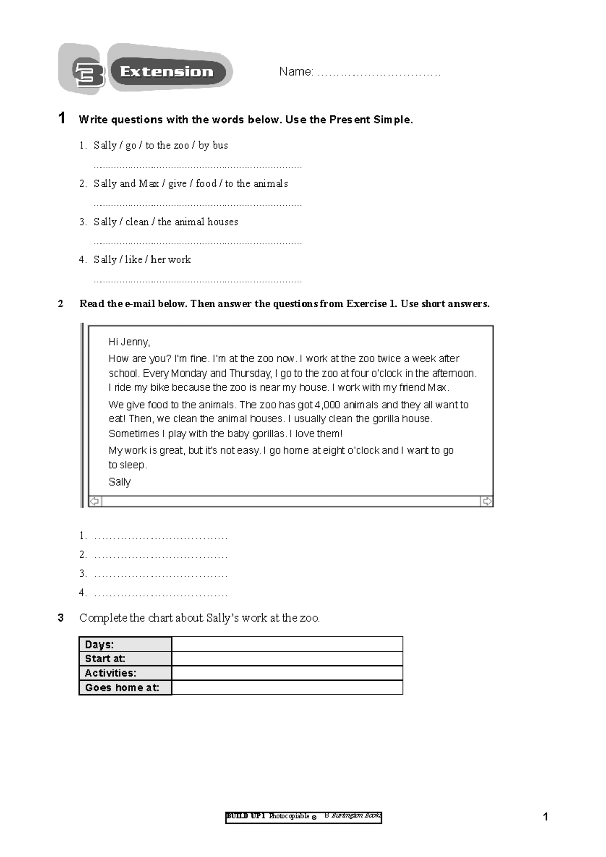 Unit 3 reading comprehension grammar writing part 2 - Name