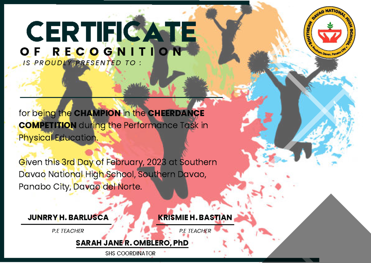 Green White Modern Square Ceremony Award Certificate - CERTIFICATE O F R E C O G N I T I O N I S ...