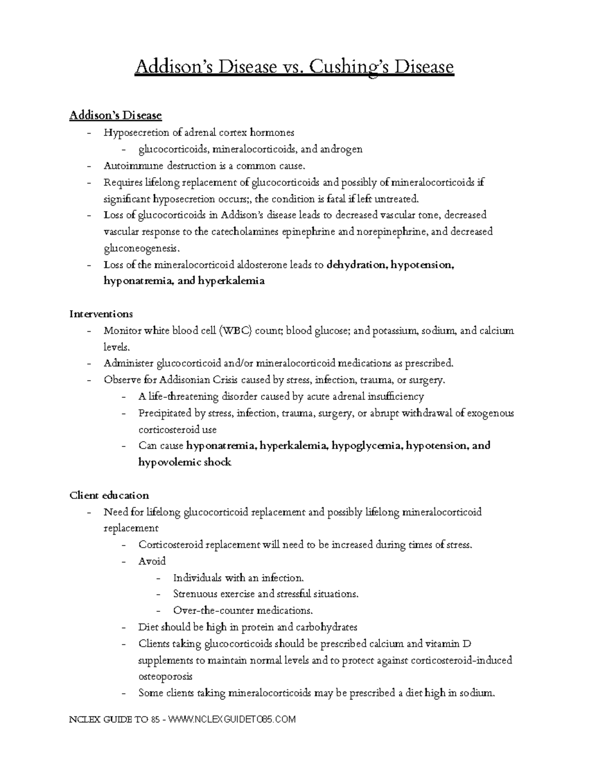 Addison’s Disease vs. Cushing's Disease - Addison’s Disease vs. Cushing ...