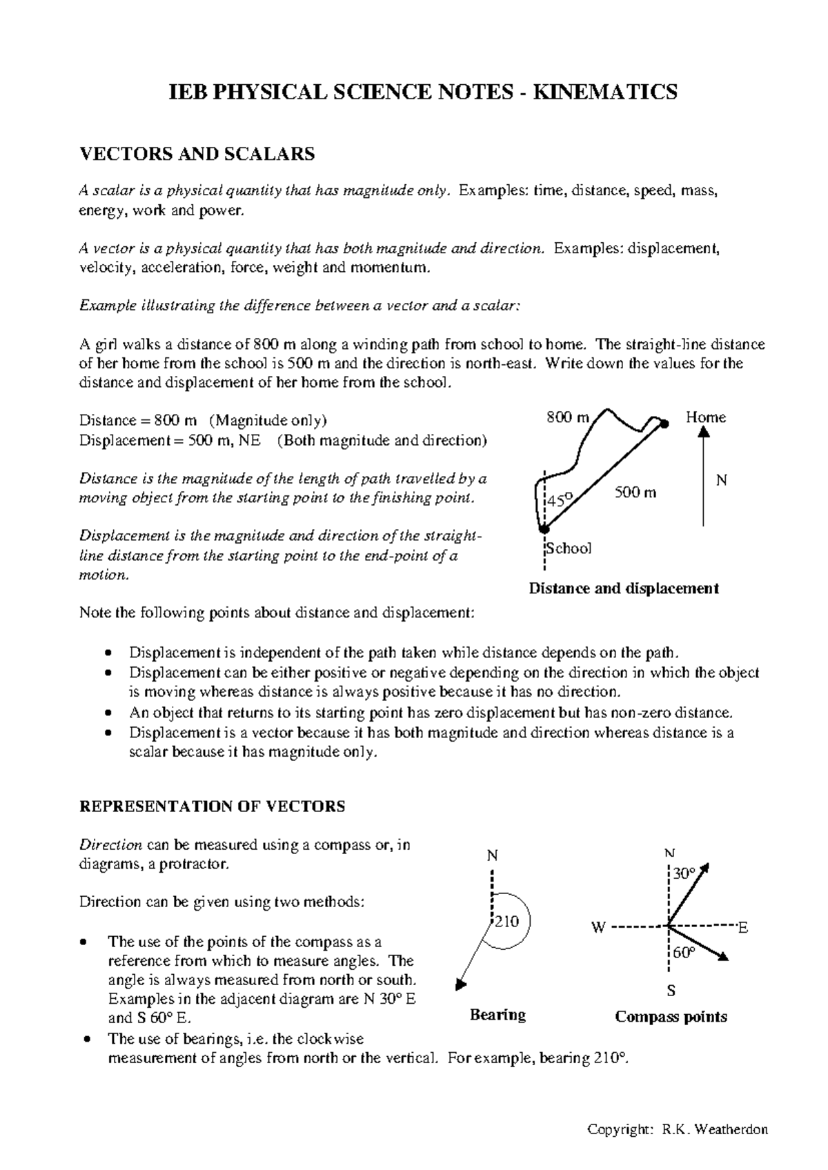 1 IEB Grade 12 Notes Kinematics 13 - IEB PHYSICAL SCIENCE NOTES ...