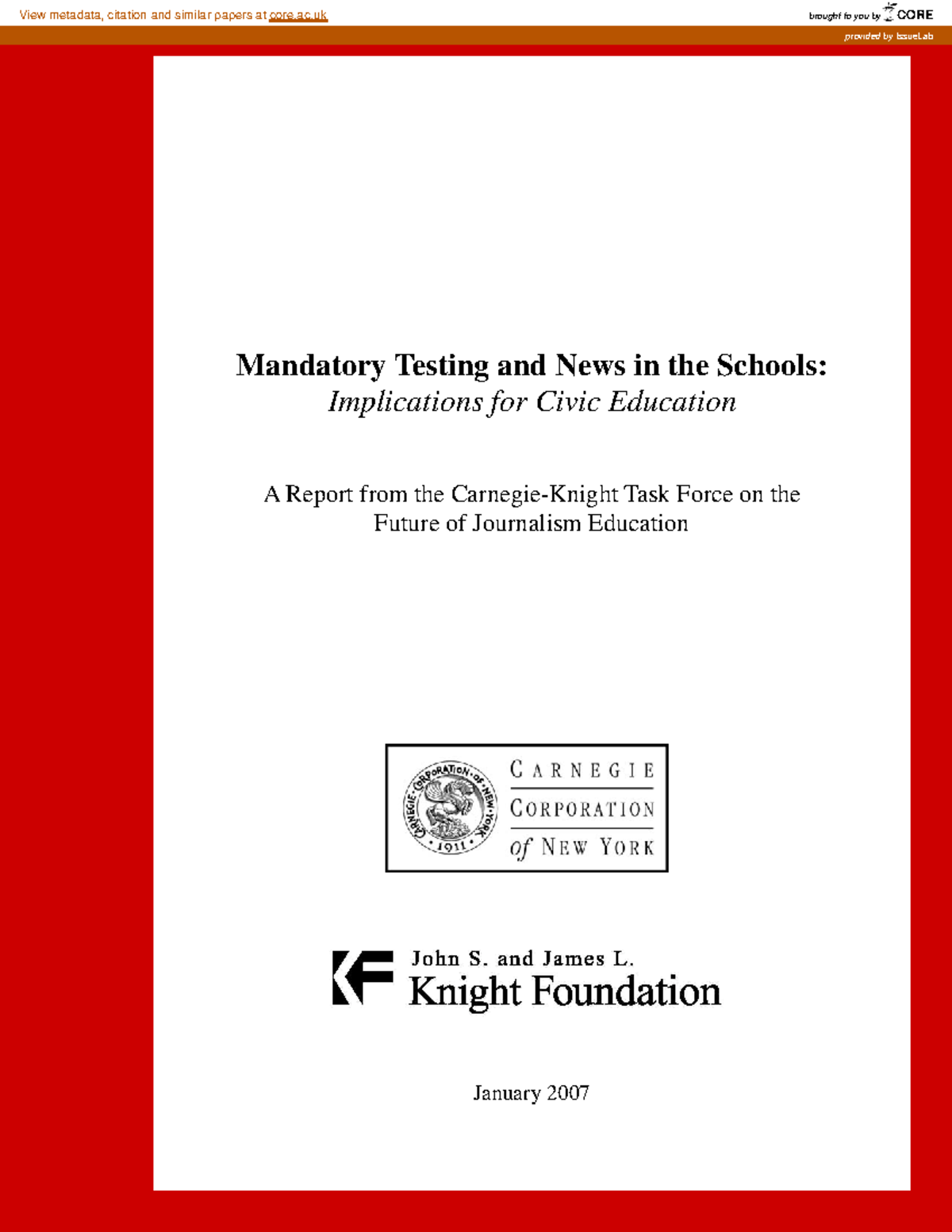 71352930 - Cours - Mandatory Testing and News in the Schools ...