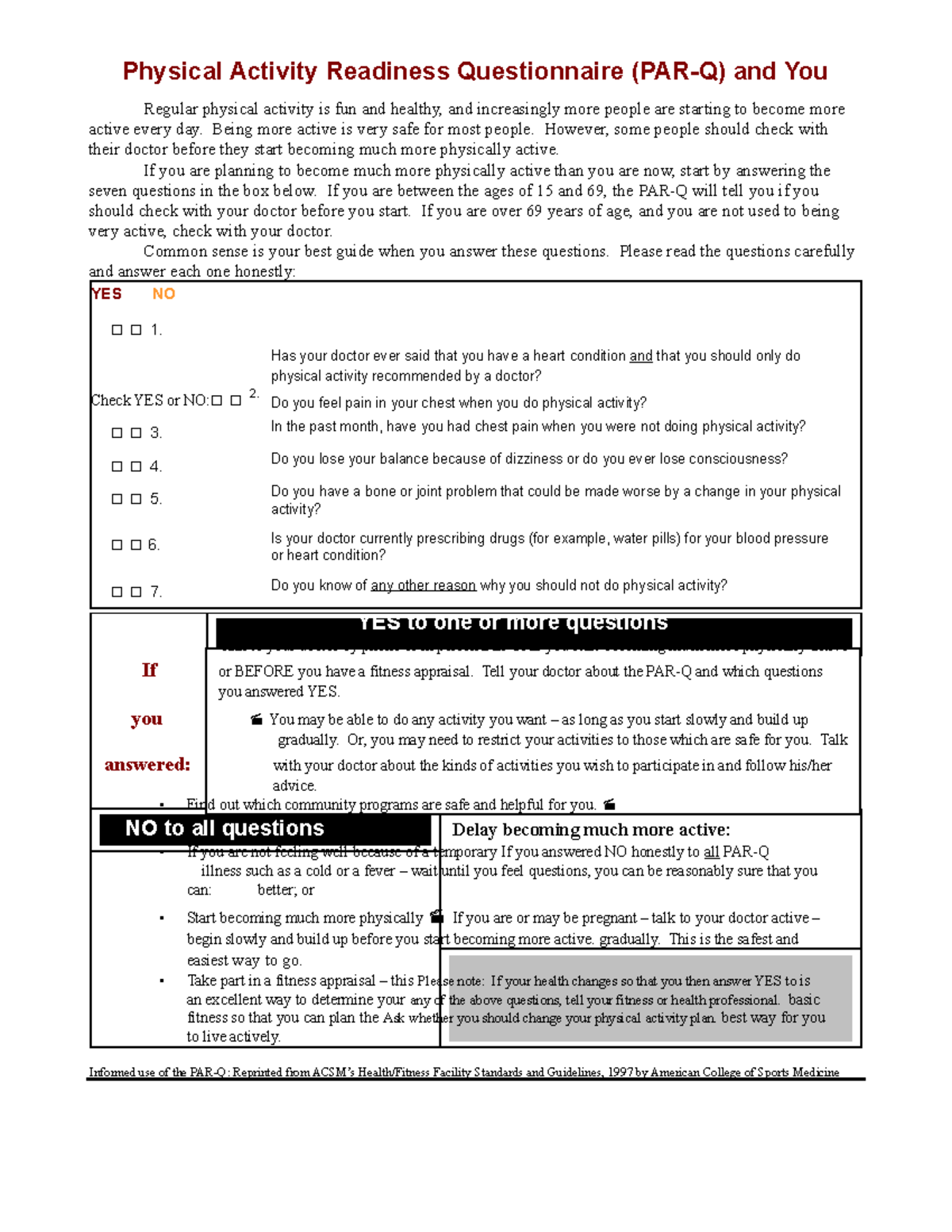 Par Qand Safety - Geriatric - Physical Activity Readiness Questionnaire ...