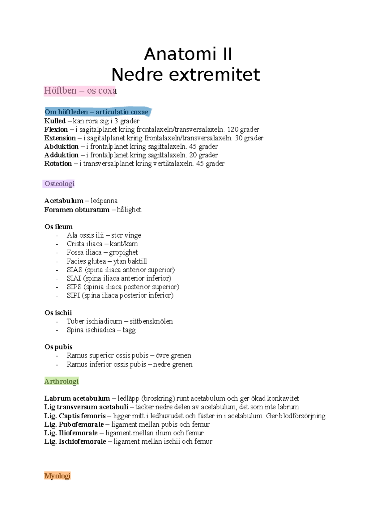 Anatomi II - Alla muskler, leder och skelettdelar - Anatomi II Nedre ...