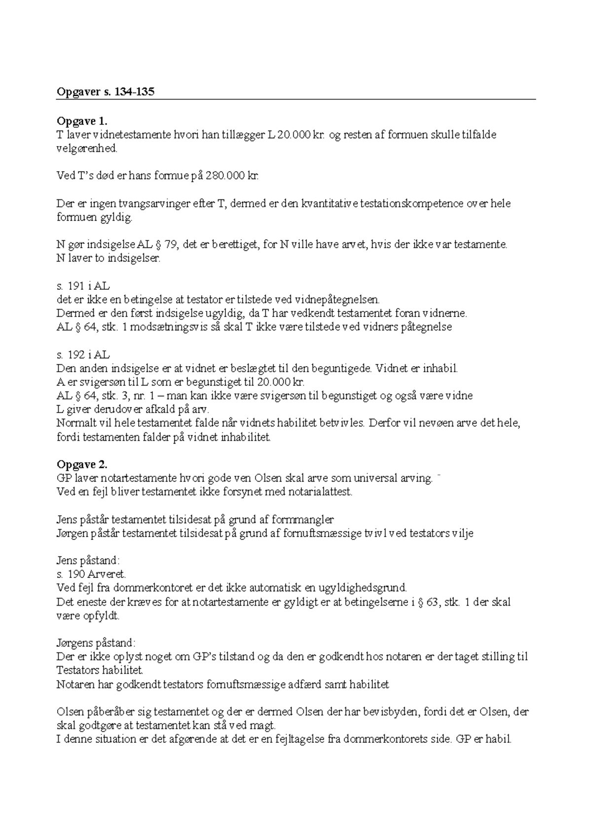 Testaments fortolknings regler - Opgaver s. 134- Opgave 1. T laver ...