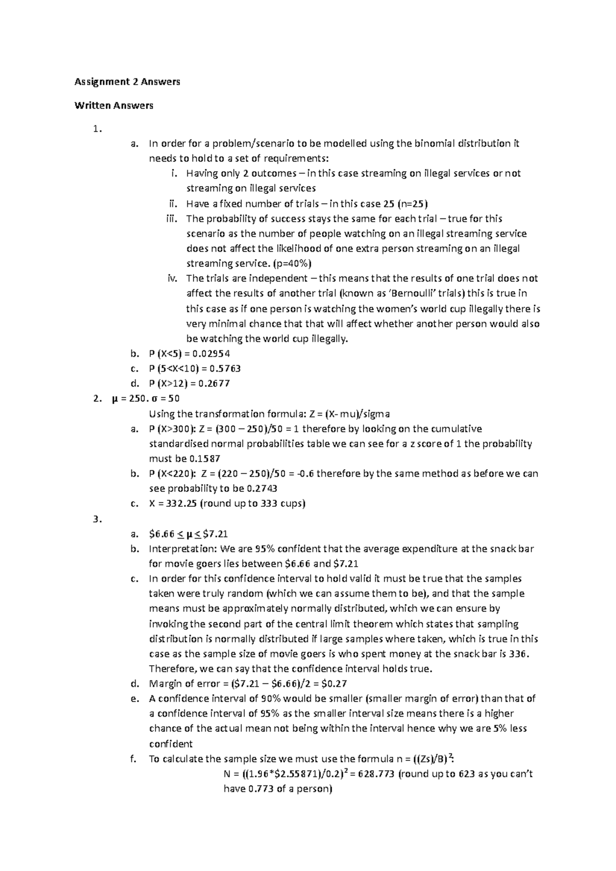 Assignment 2 for Studocu - Assignment 2 Answers Written Answers 1. a ...