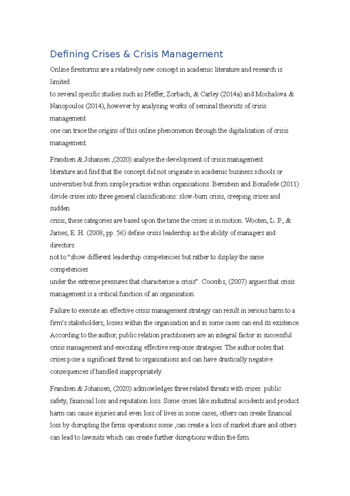 Defining Crises and crisis Management - Defining Crises & Crisis ...